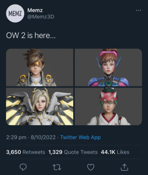 Overwatch 2: Artista ya trabaja en modelos 3D subidos de tono